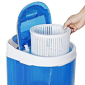 HomGarden 6.6lbs Capacity Mini Washing Machine for Compact Laundry, Portable Single Translucent Tub Washer with Timer Control and Spin Cycle Basket