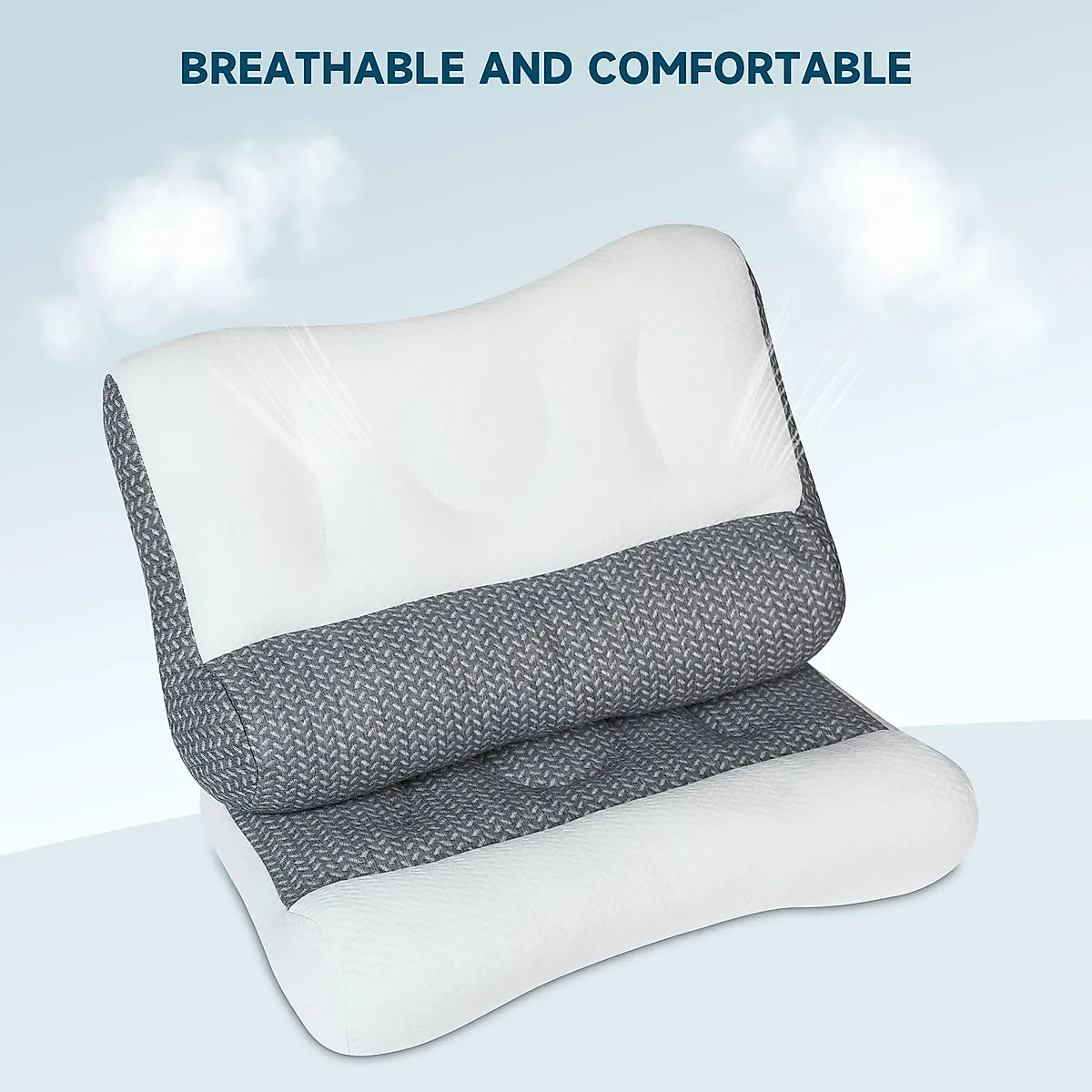 DOINUO Super Ergonomic Pillow, Orthopedic Correction Bed Pillow Repair Traction Pillow, Neck Support Pillow for Side Sleepers, Neck and Shoulder Pain Pillow for All Sleeping Positions