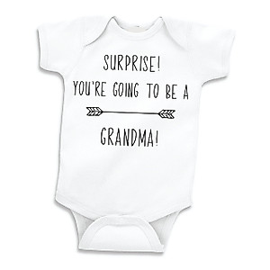Bump and Beyond Designs Baby-Boys Surprise Pregnancy Announcement For Grandma, Newborn Leotard White, 0-3 Months