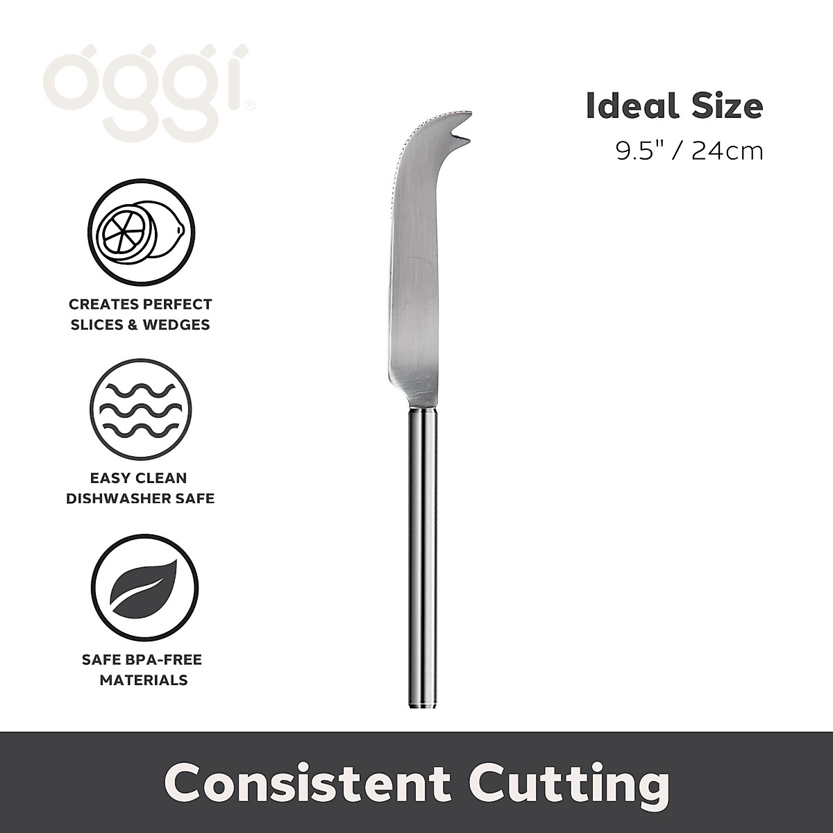 Oggi Bartender Knife, 9.5" / 24cm Bar Knife, Stainless Steel Handle, Double Tipped Stainless Steel Blade, Bar Cart Accessories, Bartender Accessories, Cocktail Kit