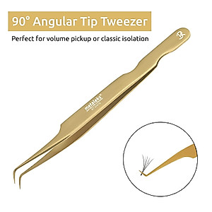 Professional lash tweezers for eyelash extensions 90 degree tweezers lash extensions tweezer Hand Crafted Japanese Stainless Steel Precision Tweezers (90° Angular Tip.)