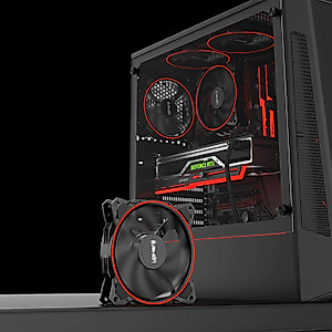 upHere Long Life 120mmQuiet Edition Red LED Case Fan for PC Cases, CPU Coolers, and Radiators 3-Pack,EN12RD3