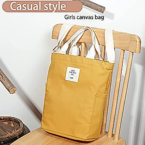 CENTER Canvas Tote Bag Beach Bags for Women Shoulder Bag Utility Tote Shoulder Bag Casual Work School Shopper (yellow)