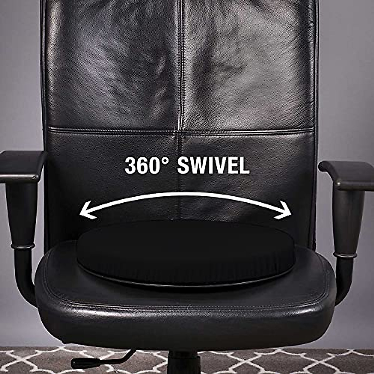 HealthSmart 360 Degree Swivel Seat Cushion, Chair Assist for Elderly, Swivel Seat Cushion for Car, Twisting Disc, Black, 15 Inches in Diameter