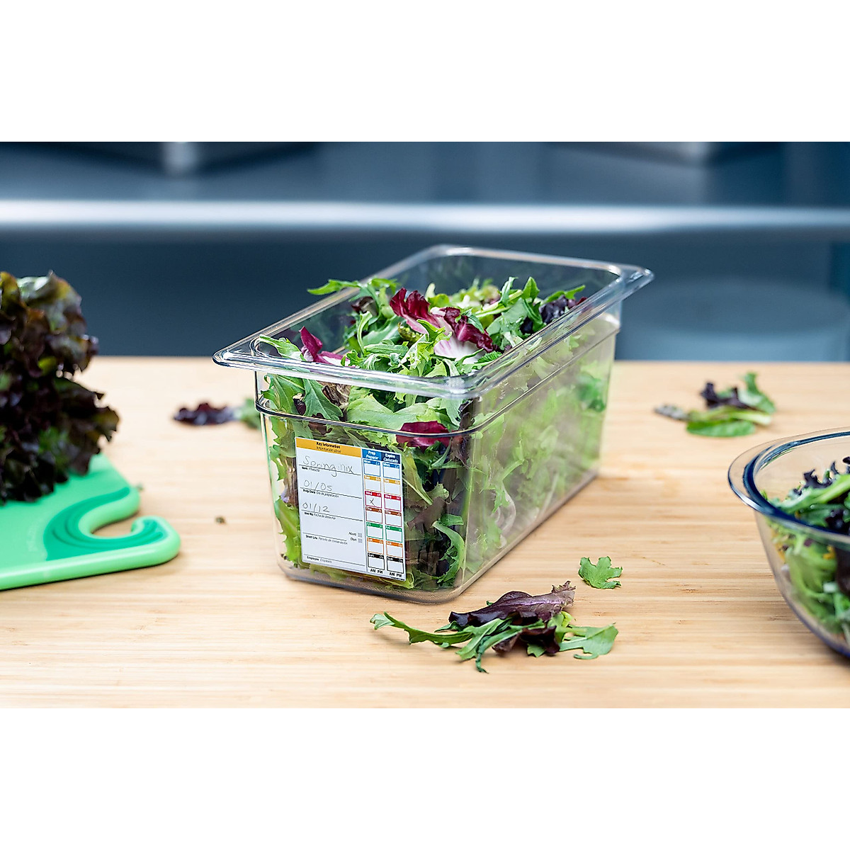 Carlisle FoodService Products Storplus Permalabel Food Storage Container Food Pan with Integrated Label for Kitchen and Restaurant, Polycarbonate, 1/3 Size 6 Inches Deep, Clear - (Pack of 6)