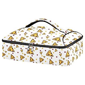 Kcldeci Insulated Thermal Food Carrier Insulated Casserole Carrier for Hot or Cold Food,Pizza Theme Insulated Tote Bag for Potluck Cookouts Parties Picnic,Lasagna Lugger