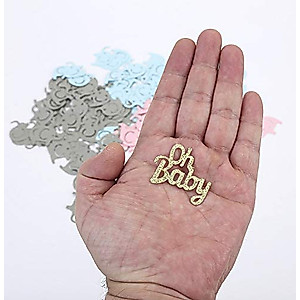 230 Pcs Elephant Confetti Gold Glitter Oh Baby Gender Reveal Table Confetti Pink Blue Gray Confetti for Baby Shower Gender Reveal Party Decorations by Topfunyy