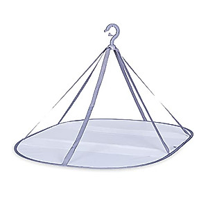 SNOMEL Folding Mesh Clothes Drying Rack, Windproof Sweater Cloth Dryer with Fixing Band, Collapsible Hanging Laundry Rack for Sweater, Outdoor, Indoor, Potable (1Pcs 1-Tier)