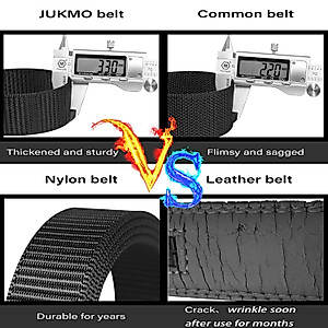 JUKMO Ratchet Belt for Men, Nylon Web Tactical Belt with Automatic Slide Buckle, Adjustable Trim to Fit (Black, For Waist 20"-40" (Length 47"))