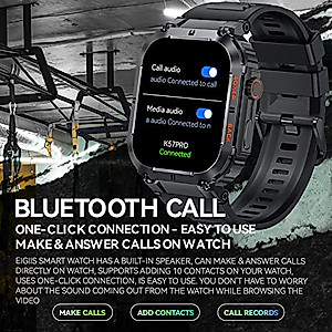 Military Smart Watches for Men Bluetooth Call 1.96" HD Big Screen Rugged Smartwatch Compatible with iPhone Android Phone 100+ Sports Modes Fitness Tracker Heart Rate Sleep Monitor Tactical Watch
