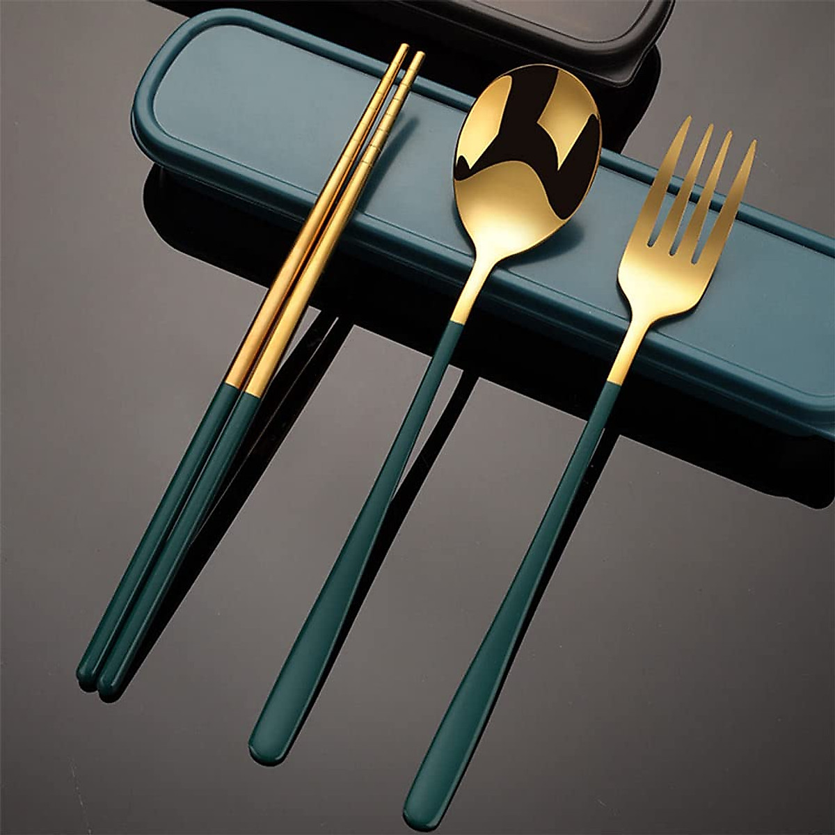 4 Piece Portable Collapsible Bowl Chopsticks Spoon Fork Set Portable Portable Camping Bowl Stainless Steel Flatware Set with Fork Spoon Chopsticks Set for Office School Travel Camping Picnic