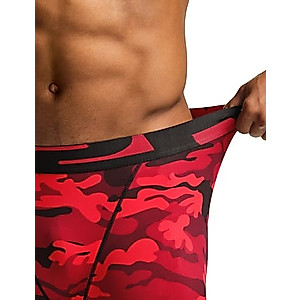 TSLA Men's Compression Pants - Cool Dry Athletic Sports Workout Running Tights Leggings Baselayer, 3pack Tights Camo Black/Camo Grey/Camo Red, Medium