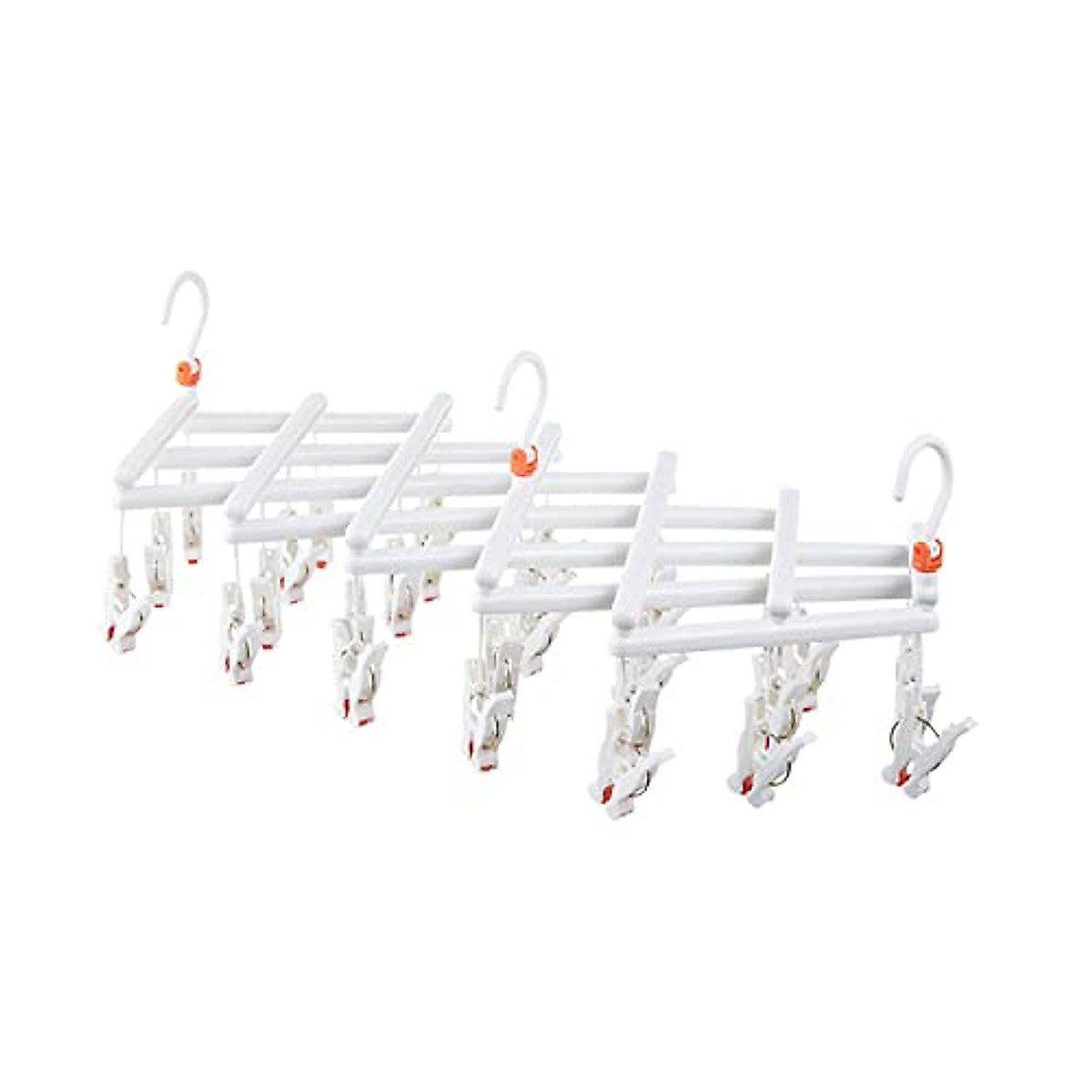 SHZMJL Foldable Clothes Drying Hanger with 29 Clips-Drip Hanger-Sock，Laundry Drying Rack Hanger for Socks Bras，The Clips Release Quickly,Large Clamp of Imitation Turbine (White)