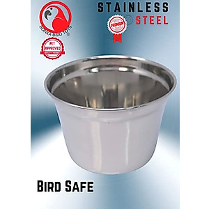 Bonka Bird Toys 800127 Parrot Stainless Steel Water 12oz Cup Cage Seed Feed Bowl