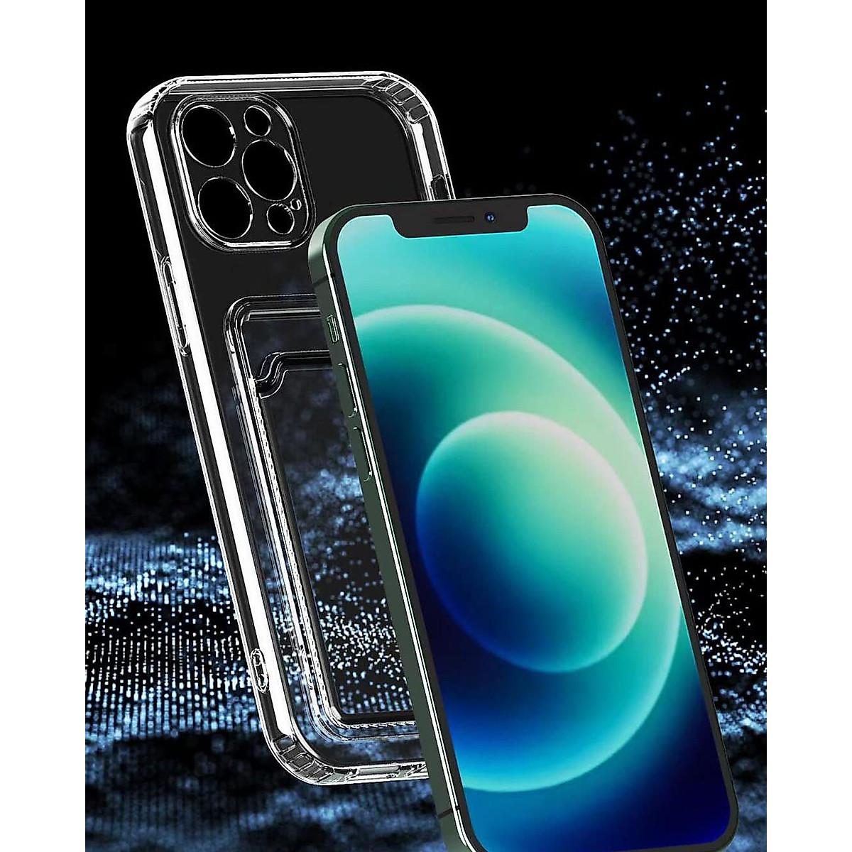 Xerial Compatible with iPhone 13 Mini case with Card Holder, Clear Card Slot case, Ultra-Thin, Soft, Shockproof, Credit Card Protective Cover for iPhone 13 Mini