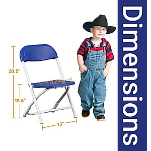 TentandTable Kids Size Poly Plastic Chairs with Metal Frame - Heavy Duty 220 lbs. Capacity - Lightweight & Stackable Folding Chair for Classroom Desk & Tables, Event, Banquet, Wedding (4 Pack, Blue)