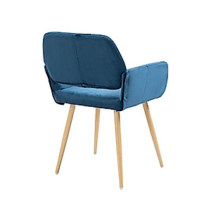 HomVent Velvet Makeup Desk Chair Vanity Chair,Modern Home Office Chair with Arms and Wood Painting Metal Leg for Bedroom Living Room Vanity Dining Room