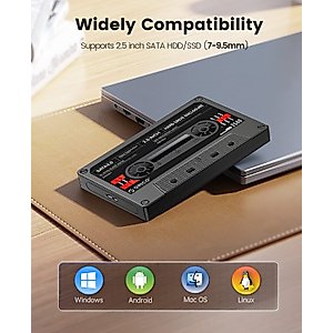 ORICO 2.5'' Hard Drive Enclosure SATA to USB3.0 DIY Sticker External HDD Enclosure for 7/9.5mm HDD SSD, Portable Hard Drive Case with UASP Max 6TB Compatible with Xbox, PS4, Samsung, WD, Seagate