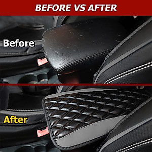 Car Center Console Cushion Pad, Universal Leather Waterproof Armrest Seat Box Cover Protector,Comfortable Car Decor Accessories Fit for Most Cars, Vehicles, SUVs (Gray)