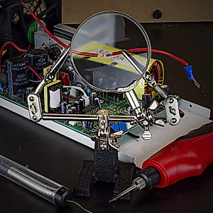 NEIKO 01902 Adjustable Helping Hand with Magnifying Glass, Third Hand Solder Aid, Soldering Wire Station Stand with Dual Alligator Clips and a Heavy Base, Beading & Jewelry Making Tools, Solder Holder