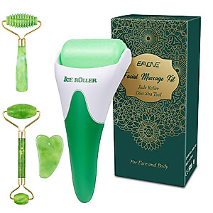 EAONE Ice Roller for Face, Face & Eye Roller for Puffiness Migraine Pain Relief with Jade Roller Gua Sha Facial Self Care Tools Face Massage Skincare Gifts for Women