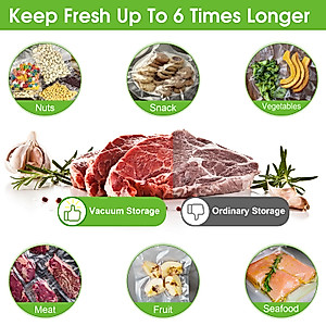 CUCUPAPA Vacuum Food Sealer Rolls Bags, 2 Packs 11 in x 50ft Storage Bags, BPA Free, Durable Commercial Customized Size Food Bags for Food Storage and Sous Vide Cooking (8''x50'(2 Pack))