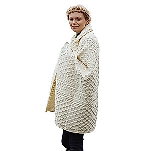Carraig Donn 100% Wool Blanket Made in Ireland Throw with Honeycomb Knitted Design 40"x 60"