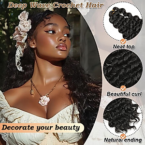 Deep wavy Crochet Hair Long Curly Crochet Hair for Women 22inch Ocean wave braiding hair Deep Twist Crochet Braids Synthetic Braiding Hair Extensions(22 inch, 1B)