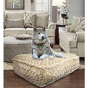 Bessie and Barnie Camel Rose Luxury Extra Plush Faux Fur Rectangle Pet/Dog Bed (Multiple Sizes)