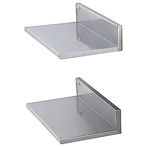 VEVOR 8.6" x 16" Stainless Steel Shelf, Wall Mounted Floating Shelving with Backsplash, 44 lbs Load Capacity Commercial Shelves, Heavy Duty Storage Rack for Restaurant, Kitchen, Bar, Home, and Hotel