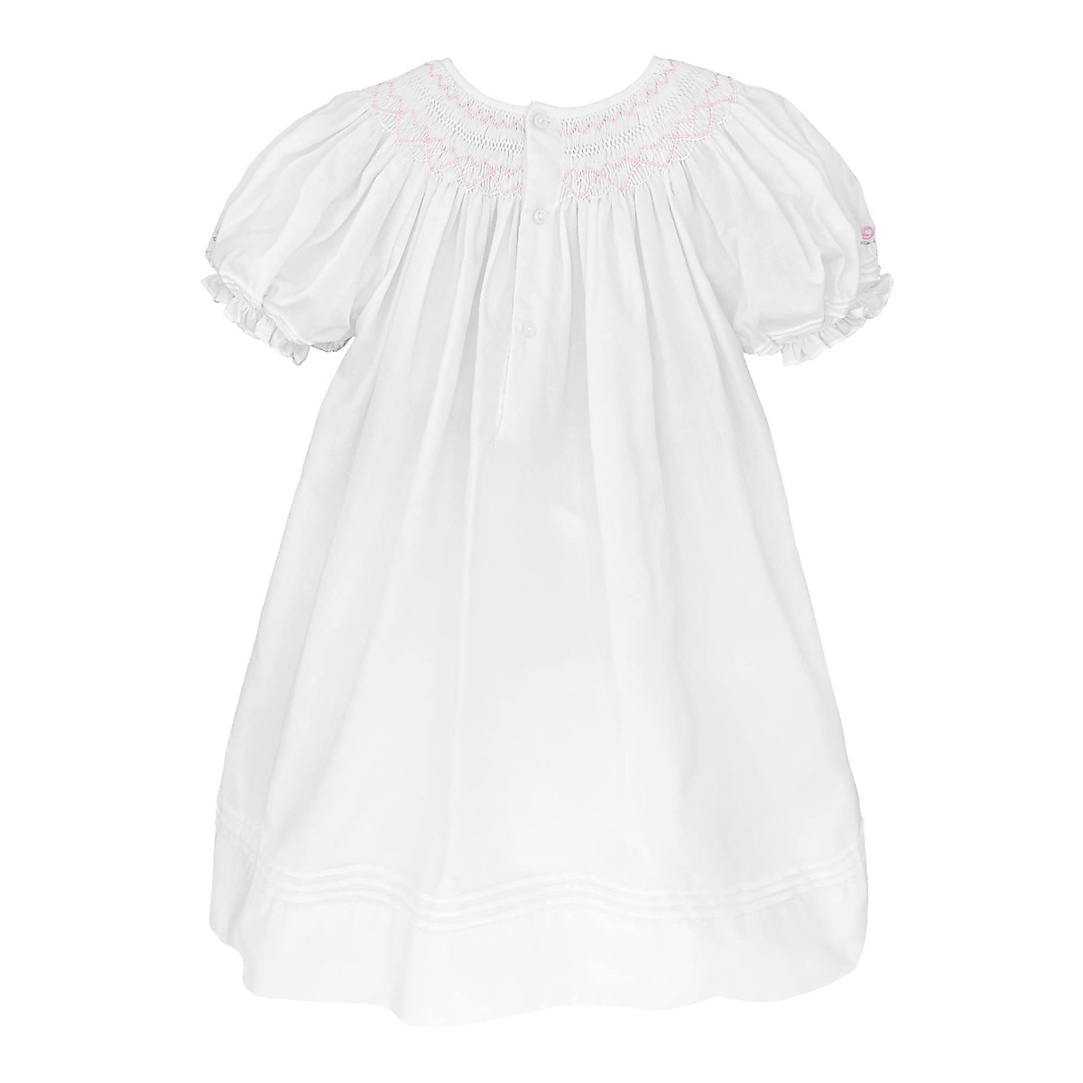 Petit Ami Baby Girls Daygown with Heart Smocking and Pearls (White, 24 Month)