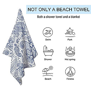 My Little Nest Bath Towels Quick Dry Bathroom Towels Hand Drawn Paisley Curve Pattern Absorbent Shower Towels Soft Hand Towel Wash Cloths for Spa Pool Hotel Gym 31" x 51"