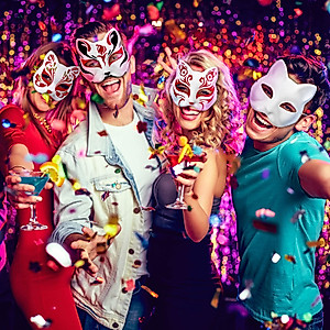 TOYANDONA 10pcs Cat Masks to Paint, Animal Dress Up Masks DIY White Masks Half for Masquerade Halloween Kids Cosplay Masks Costume Party Favors