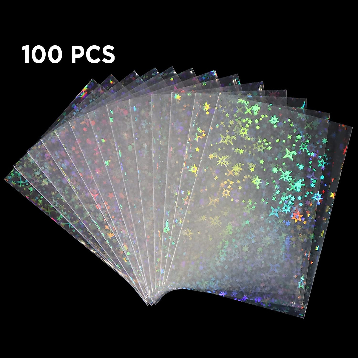 Black Lotus 100pcsLot Little Star Laser Flashing Card Sleeves Trading Cards Shield Magic Card Protector Holographic Foil Protective Cover 61x88mm