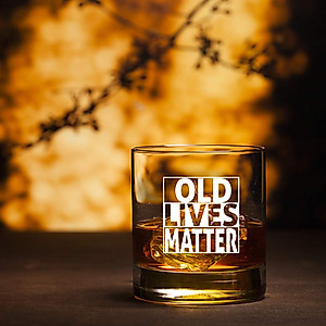 Perfectinsoy Old Lives Matter Whiskey Glass, Funny Gift For Someone Who Loves Drinking Bachelor Party Favors, Birthday or Retirement Gift for Senior Citizens, Gag Gift for Mom, Dad, Grandpa