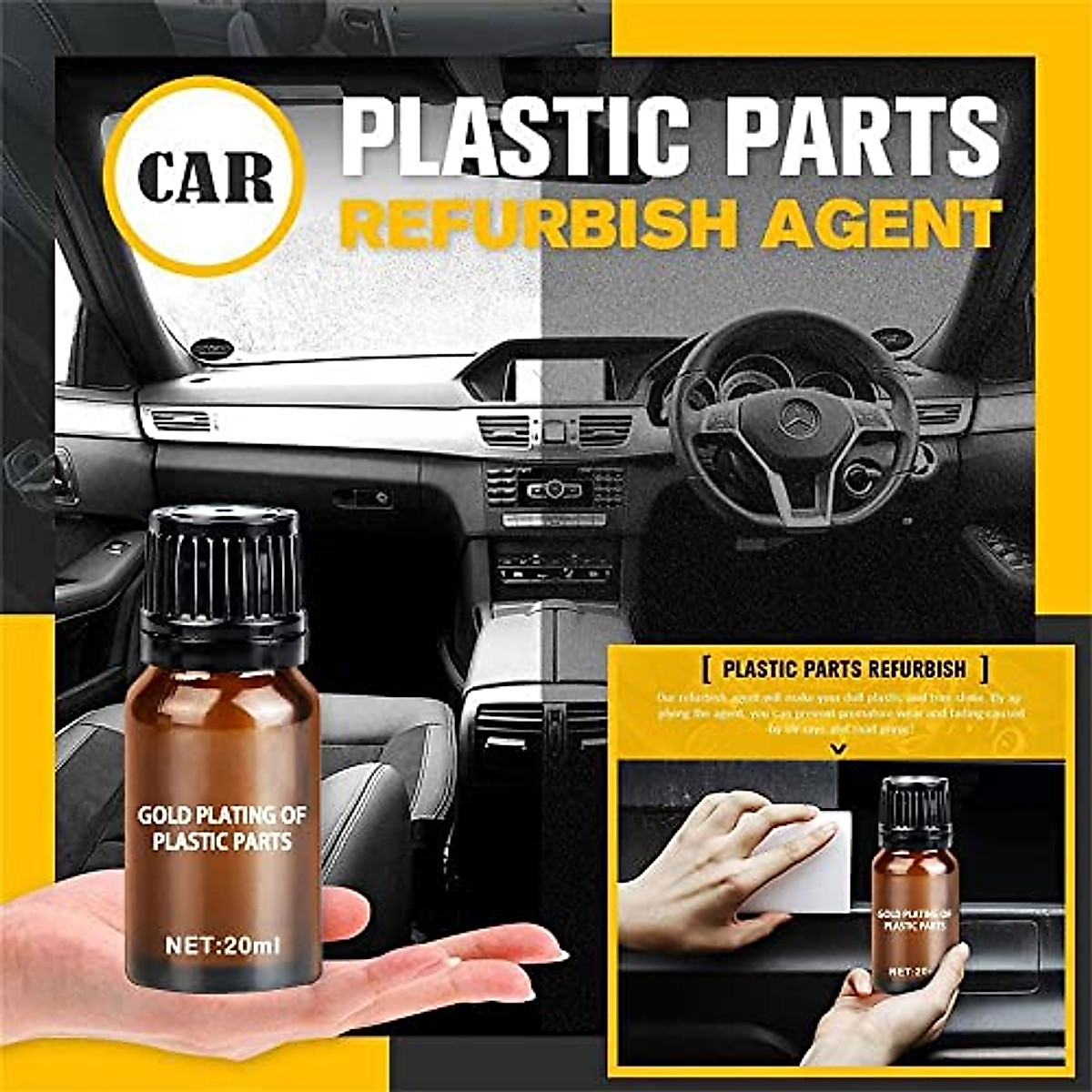 Meine Plastic Parts Refurbish Agent, Plastic Parts Refurbish Agent Car Exterior Restorer, Car Plastic Parts Refurbish Agent, Automotive Interior Plastic Part Retreading (5Pcs)
