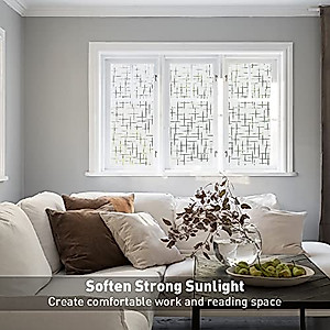 UETEX Window Film,Frosted Privacy Film for Glass Door,Self Static Cling Frosting Decorative Window Stickers Window Covering for Home Bathroom, Cross Pattern 23.6 x 78.7 inches