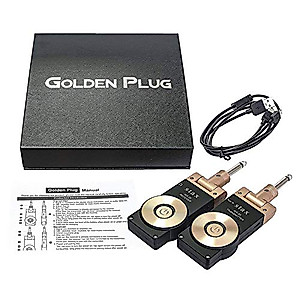 Stax Guitar Wireless System Transmitter and Receiver, Electric Guitar Accessories with 2.4GHZ, Built-in Rechargeable Wireless Guitar System for Electric Guitar Bass Gold