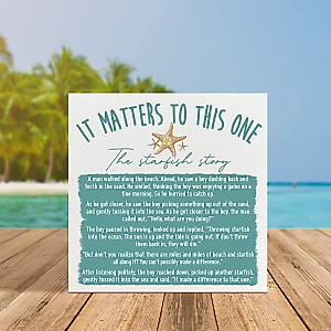 Farmhouse Beach Wooden Box Sign, The Starfish Story, Summer Beach Decor for Home Bedroom Bathroom, Inspirational Beach House Ocean Nautical Decoration, Beach House Gifts for Women Men New House