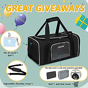 Petskd Pet Carrier 17x11x9.5 Alaska Airline Approved,Pet Travel Carrier Bag for Small Cats and Dogs, Soft Dog Carrier for 1-10 LBS Pets,Dog Cat Carrier with Safety Lock Zipper(Black)