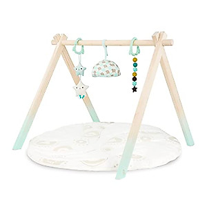 B. toys – Wooden Baby Play Gym – Activity Mat – Starry Sky – 3 Hanging Sensory Toys – Organic Cotton – Natural Wood – Babies, Infants