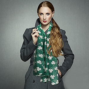 2 Pack Green Shamrock Scarf St Patricks Day Scarf Women St Patricks Day Accessories for Women,Long Clover Scarf Irish Gifts Silk Scarf Set Four Leaf St.Patrick's Scarf Saint Patricks Day Accessories