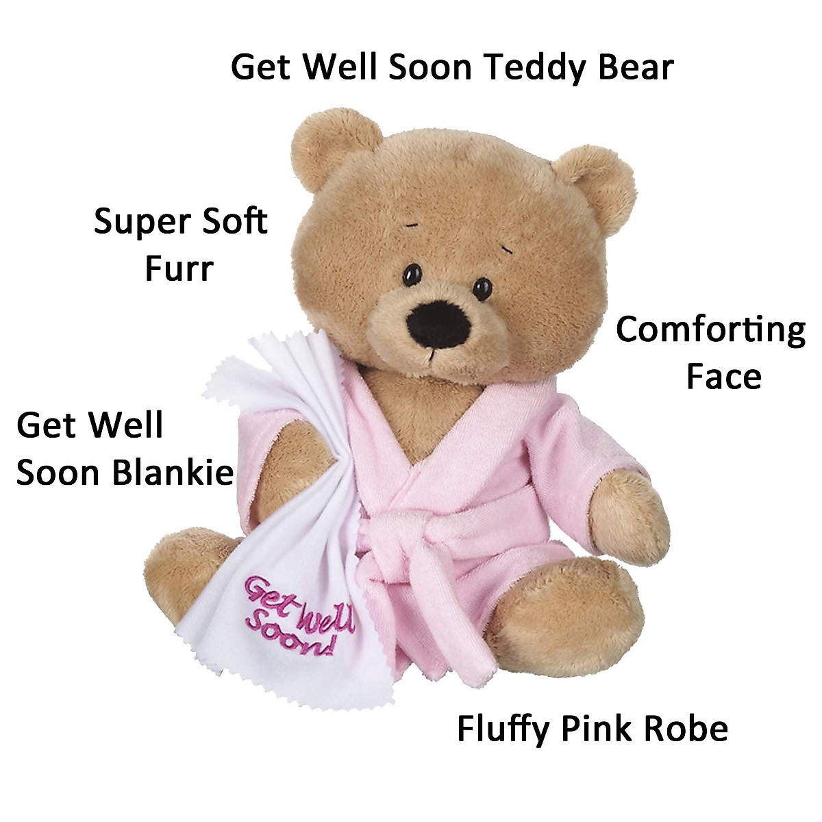 Ganz 10.5" Get Well Teddy with Pink Robe Plush