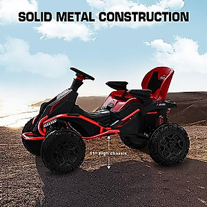 ANPABO 24V 4x4 Ride On Toy for Big Kids, 4x75W 4.5MPH Ride On Car w/Parent Remote, Wide Adjustable Seat, Headlights, Metal Frame, 4 Shock Absorbers, 4 Wheeler Quad for Kids 3-12, Red
