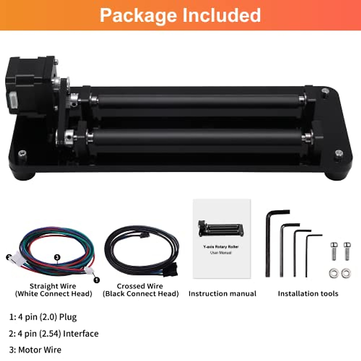 Laser Rotary Roller, Laser Engraver Y-axis Rotary Roller Engraving Module for Cylindrical Objects , Compatible with Most Kinds of CNC Laser Cutter and Engraver Machine, 3D Printer Accessories