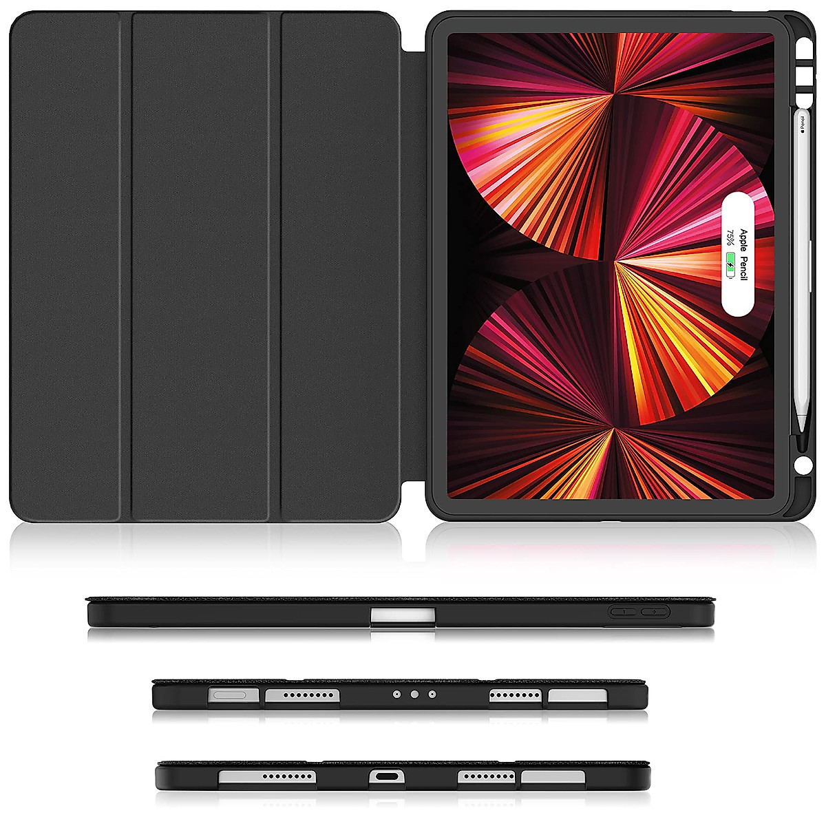 Soke for iPad Pro 11 Case (M2) 2022/2021/2020 with Pencil Holder - [Full Body Protection + Apple Pencil Charging + Auto Wake/Sleep], Soft TPU Back Cover for 2022 iPad Pro 11 inch(Black)