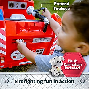 Kid Trax Real Rigs Toddler Fire Truck Interactive Ride On Toy, Kids Ages 1.5-4 Years, 6 Volt Battery and Charger, Sound Effects, Red, Large