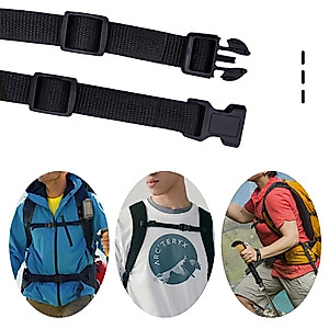 Medsuo Adjustable Backpack Chest Strap Replacement Backpack Waist Strap Sternum Strap Chest Harness Secures Chest Belt with Snap Buckles for Fabric Backpack Straps (Black)