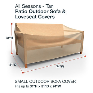 Budge All Seasons Patio Sofa Cover Lightweight, UV-Resistant, Small, Tan