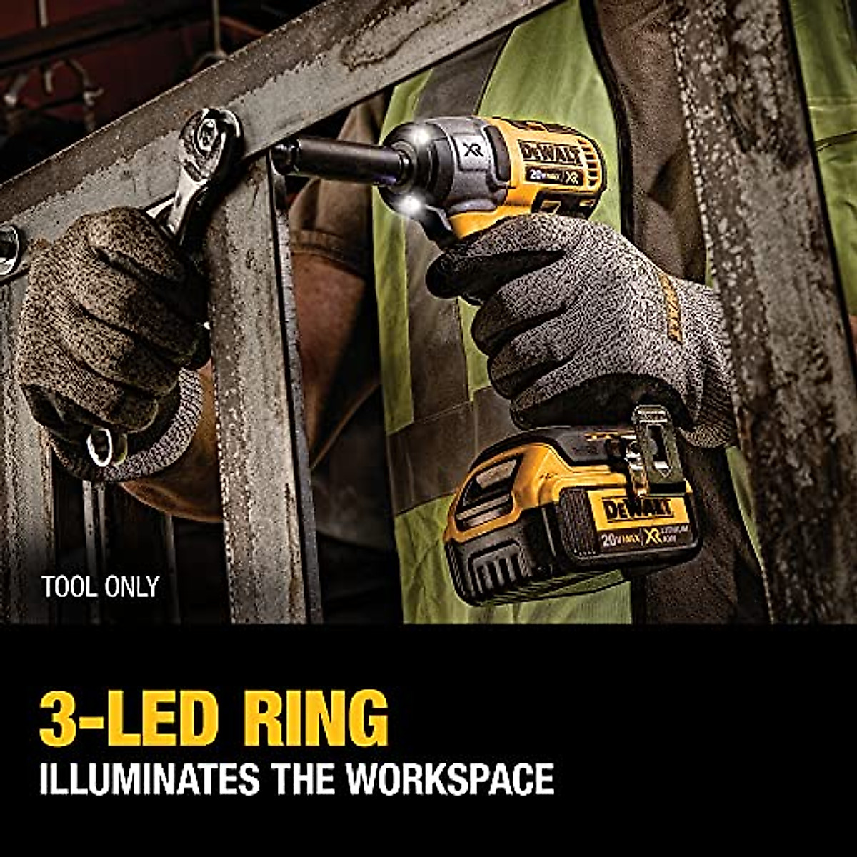 DEWALT 20V MAX XR Cordless Impact Wrench with Hog Ring, 3/8-Inch, Tool Only (DCF890B)